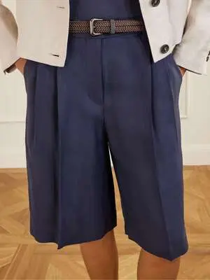 Brunello Cucinelli Pleated Twill Knee Length Shorts