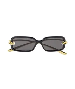Bottega Veneta Knot Rectangular-Frame Sunglasses Black