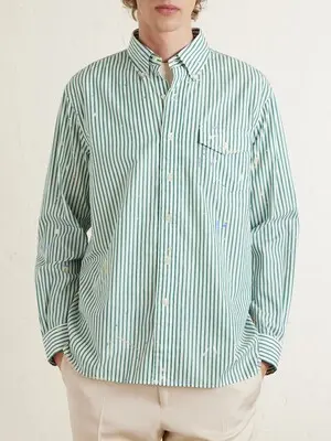 Polo Ralph Lauren Button-down Collar Paint-splattered Cotton-poplin Shirt