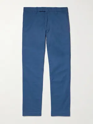 Polo Ralph Lauren Greenwich Straight-leg Cotton-blend Trousers - Blue