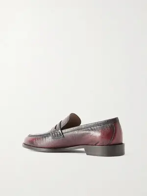 Manolo Blahnik Perry Lizard-effect Leather Loafers - Red
