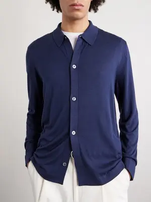 LARDINI Silk Shirt - Blue