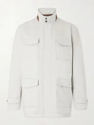 Kiton Suede-trimmed Shell Field Jacket - Neutrals