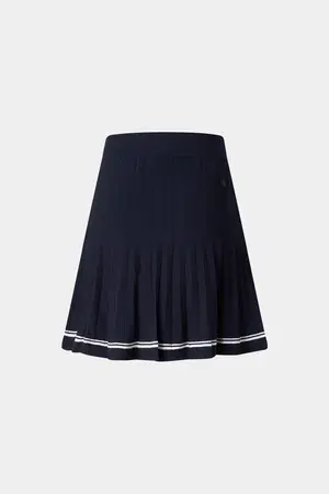 Bogner Knitted Pleated Skirt - Navy Blue