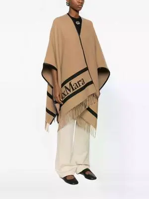 Max Mara Fringed Logo Wool Scarf