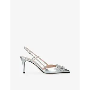 Valentino Garavani Vlogo Signature 80 Slingback Heels - Silver