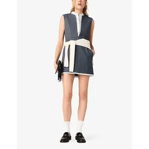 Maje Layered-effect Sleeveless Wool-blend Mini Dress