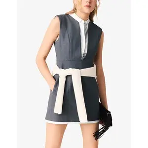 Maje Layered-effect Sleeveless Wool-blend Mini Dress