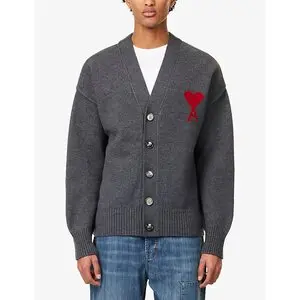 Ami Heart Knitted Wool Cardigan