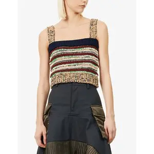 Sacai Mixed-knit Sleeveless Top