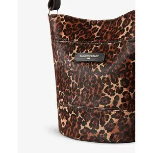 Claudie Pierlot Solveig Leopard Leather Shoulder Bag