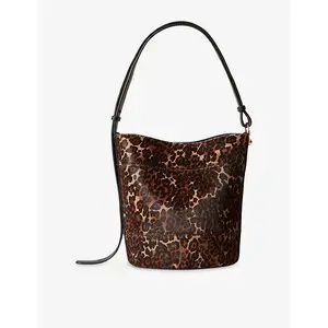 Claudie Pierlot Solveig Leopard Leather Shoulder Bag