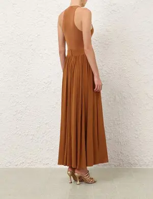 Zimmermann Gathered Midi Skirt - Camel