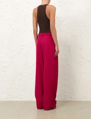 ZIMMERMANNWEAR Luna Wool Slouch Pant - Fuchsia