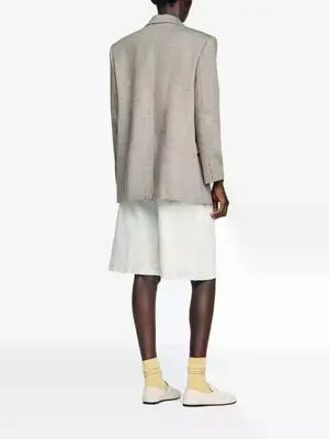 Sandro Checked Wool Blazer With Detachable Flower Brooch
