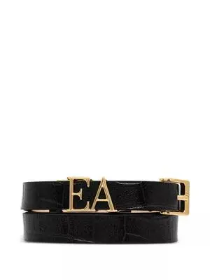 Emporio Armani Croc-embossed Buckle Belt - Black