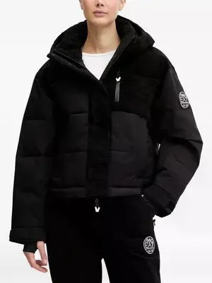 EA7 Corduroy-detail Hooded Ski Jacket - Black