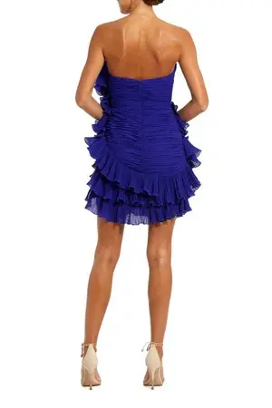 Mac Duggal Strapless Tiered Ruffle Mini Dress