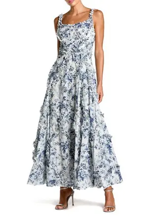 Mac Duggal Floral A-line Dress - Blue Multi