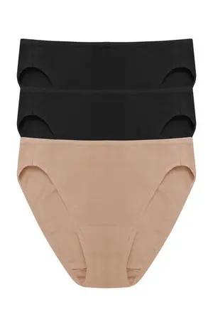 Natori Bliss Bare Cotton Bikini 3-pack Black/black/cafe