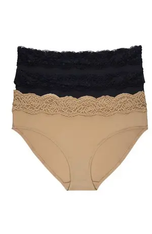 SKARLETT BLUE Divine Lace Trim Hipster 3-pack - Black/black/nylon