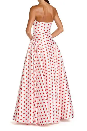 Mac Duggal Strapless Polka Dot Mikado Ballgown