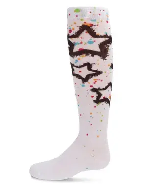 MEMOI Graffiti Star Knee-high Socks - White