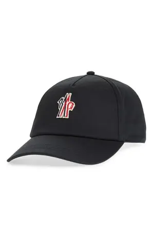 Moncler Logo Patch Cotton Twill Baseball Cap - Black