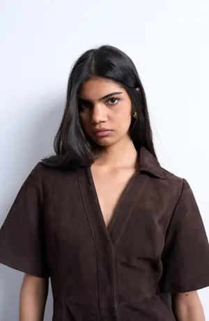 Topshop Suede Mini Shirtdress