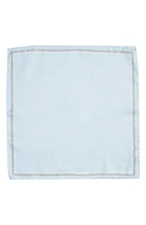 JACK VICTOR Crestwool Solid & Houndstooth Check Reversible Silk Pocket Square - Light Blue