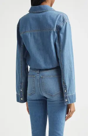 Veronica Beard Timothy Crop Twist Denim Shirt