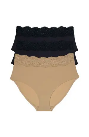 SKARLETT BLUE Divine Lace Trim Brief 3-pack - Black/black/nylon