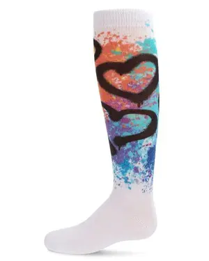 MEMOI Graffiti Star Knee-high Socks - White