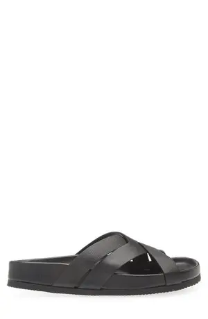 TOM FORD Crisscross Leather Slide Sandal - Black