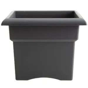 BLOEM Veranda Square Deck Box Planter 18",charcoal, Matte Finish - Gray