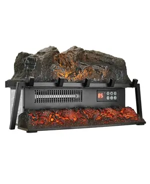 SUGIFT Electric Fireplace Log 23" Insert Heater With Remote Flames Timer - Black