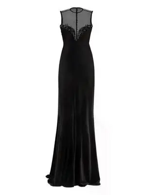 GEMY MAALOUF Bead-embellished Velvet Dress - Black