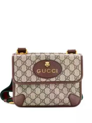 Gucci Neo Vintage Flap Messenger Gg Coated Canvas Small Crossbody Bag - Brown