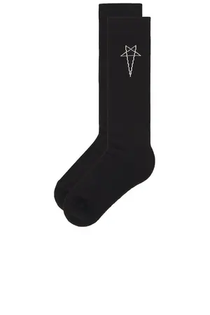 Rick Owens Pentagram Knee High Socks - Black & Pearl