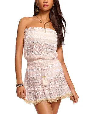 Ramy Brook Swirl Lauryn Cover Up Dress - White Metallic Zigzag