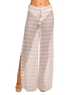 Ramy Brook Swirl Glora Cover Up Pants - White Metallic Zigzag