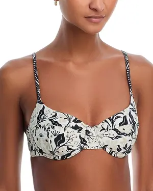 Ramy Brook Printed Mona Bikini Top - Black Combo