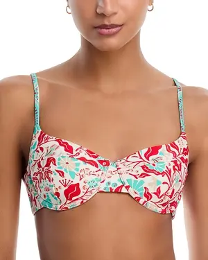 Ramy Brook Printed Mona Bikini Top - Flame Combo