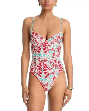Ramy Brook Jayda Printed One Piece Swimsuit Flame Combo