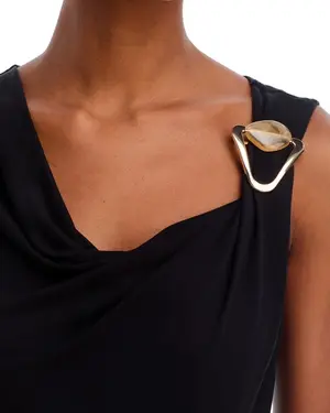 Aqua Jersey Hardware Sleeveless Top - Black