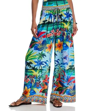 Johnny Was Wide-leg Swim Cover-up Pants - Paradis