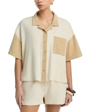 Echo Terry Camp Shirt Swim Cover-up - Cream