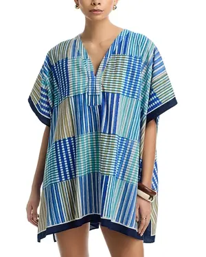 Echo Stripe Illusion Caftan Swim Cover-up - Ultramarine