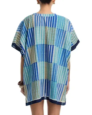 Echo Stripe Illusion Caftan Swim Cover-up