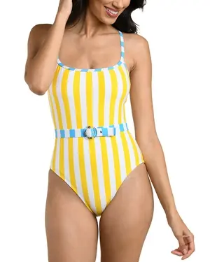 La Blanca Coastal Belted One-piece Swimsuit